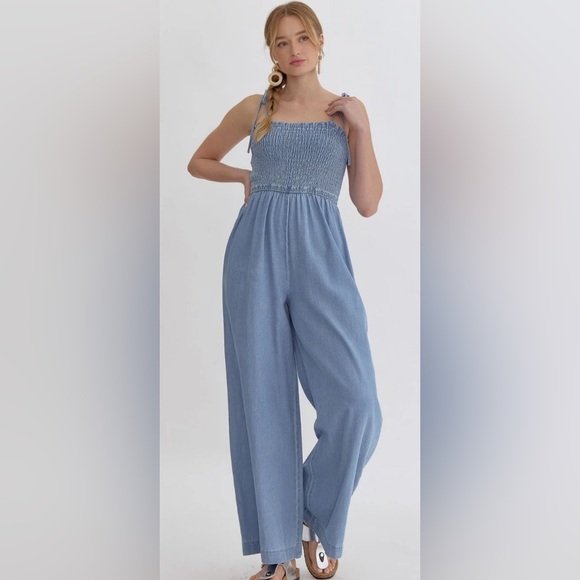 entro | Pants & Jumpsuits | World Traveler Denim Jumpsuit Medium Entro ...